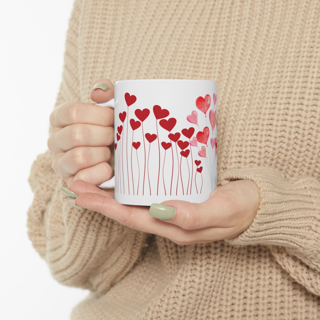 Heart Design Coffee/tea Mug - Handcrafted Ceramic Cup for Love and ...