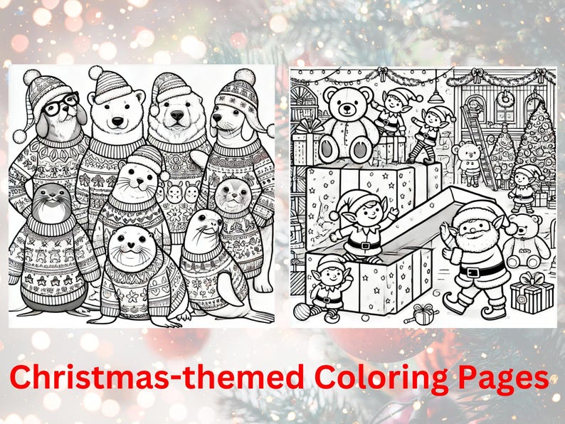 Festive Christmas Coloring Pages | Fun Holiday Scenes With Santa, Elves ...