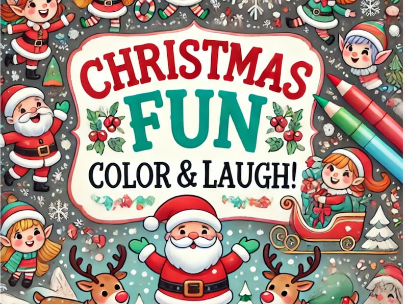Festive Christmas Coloring Pages | Fun Holiday Scenes With Santa, Elves ...