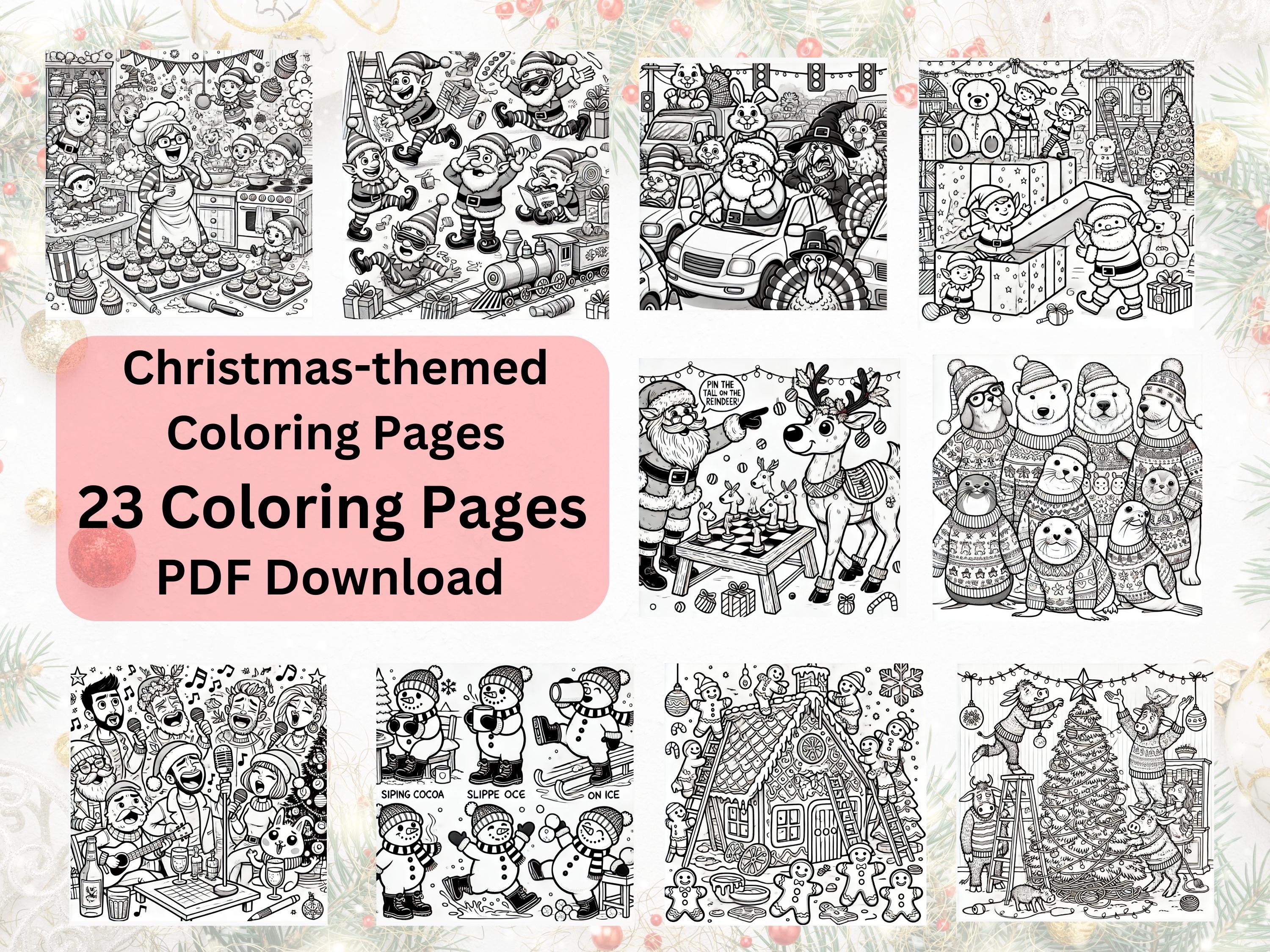 Festive Christmas Coloring Pages | Fun Holiday Scenes With Santa, Elves ...