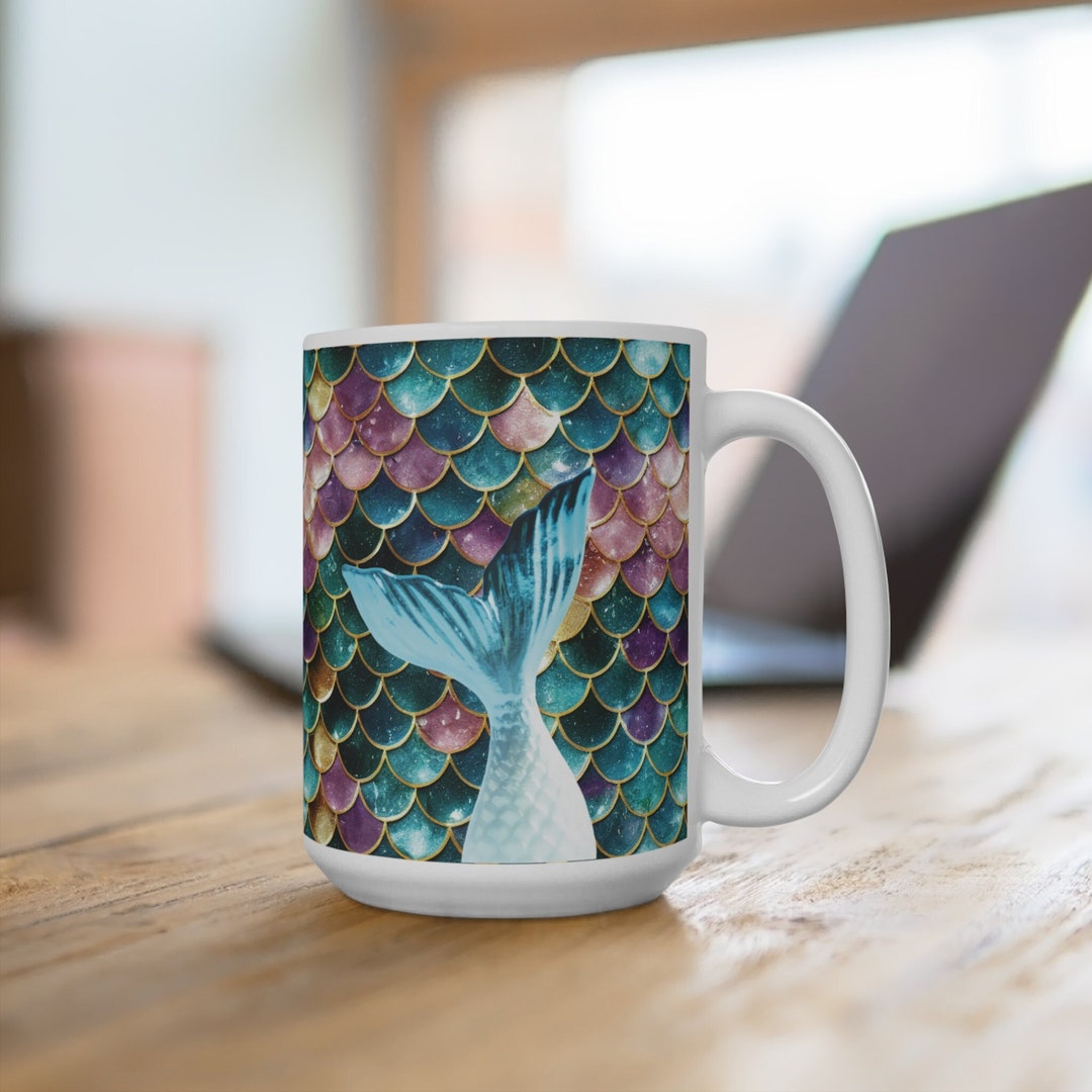 Mermaid Scales & Tails Mug. Jewel Toned Mermaid Scales as a Glistening ...