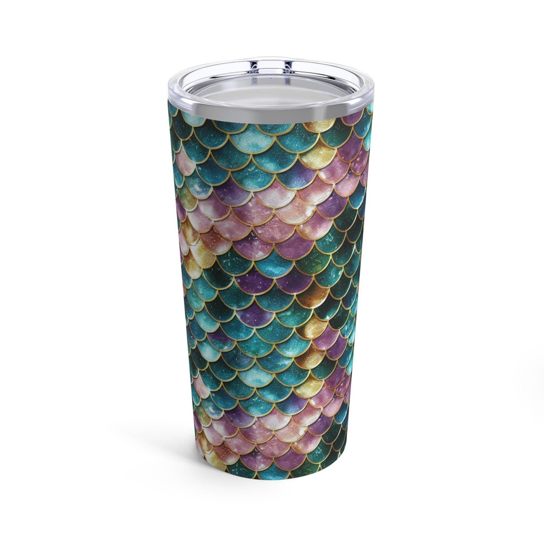 Mermaid Scales 20 Oz Insulated Tumbler. Mermaidcore Gift. Jewel-toned ...