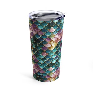 Mermaid Scales 20 Oz Insulated Tumbler. Mermaidcore Gift. Jewel-toned ...