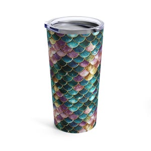 Mermaid Scales 20 Oz Insulated Tumbler. Mermaidcore Gift. Jewel-toned ...