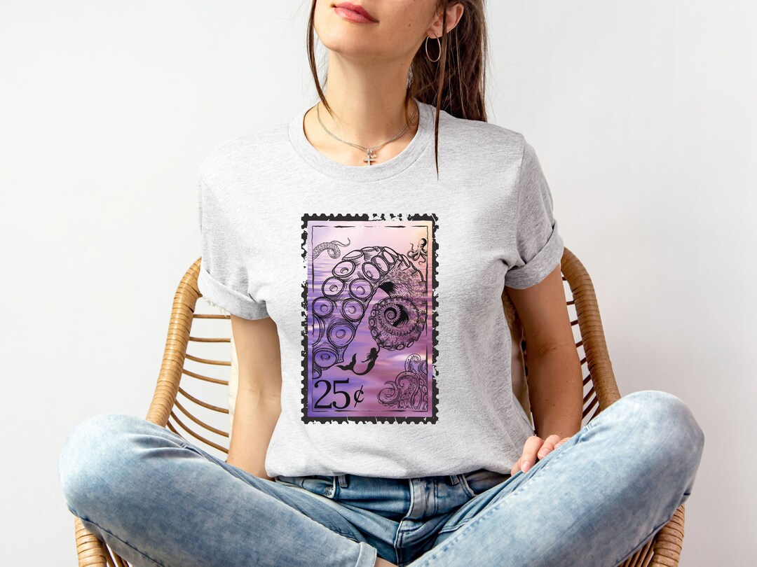Octopus, Tentacles and Mermaid T-shirt. Mermaid Swimming With Sea ...