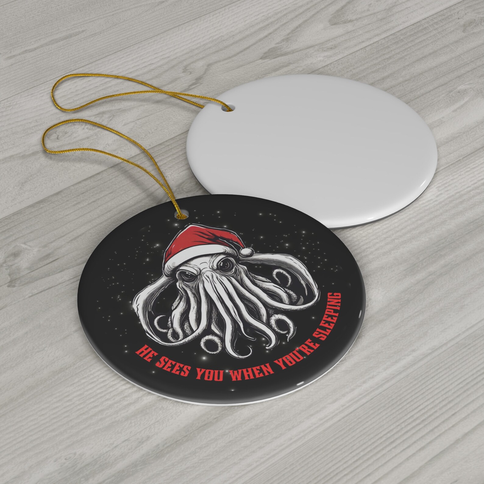 Cthulhu Christmas Ornament With Cthulhu in a Santa Hat, Promising That ...