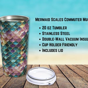 Mermaid Scales 20 Oz Insulated Tumbler. Mermaidcore Gift. Jewel-toned ...