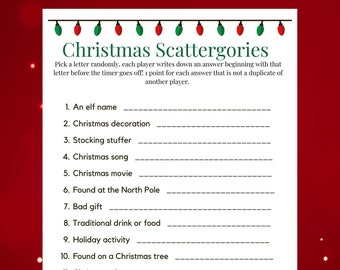 Christmas Scattergories Game, Funny Christmas Games, Editable Holiday ...