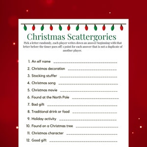 Christmas Scattergories - Printable Holiday Party Game - Instant ...