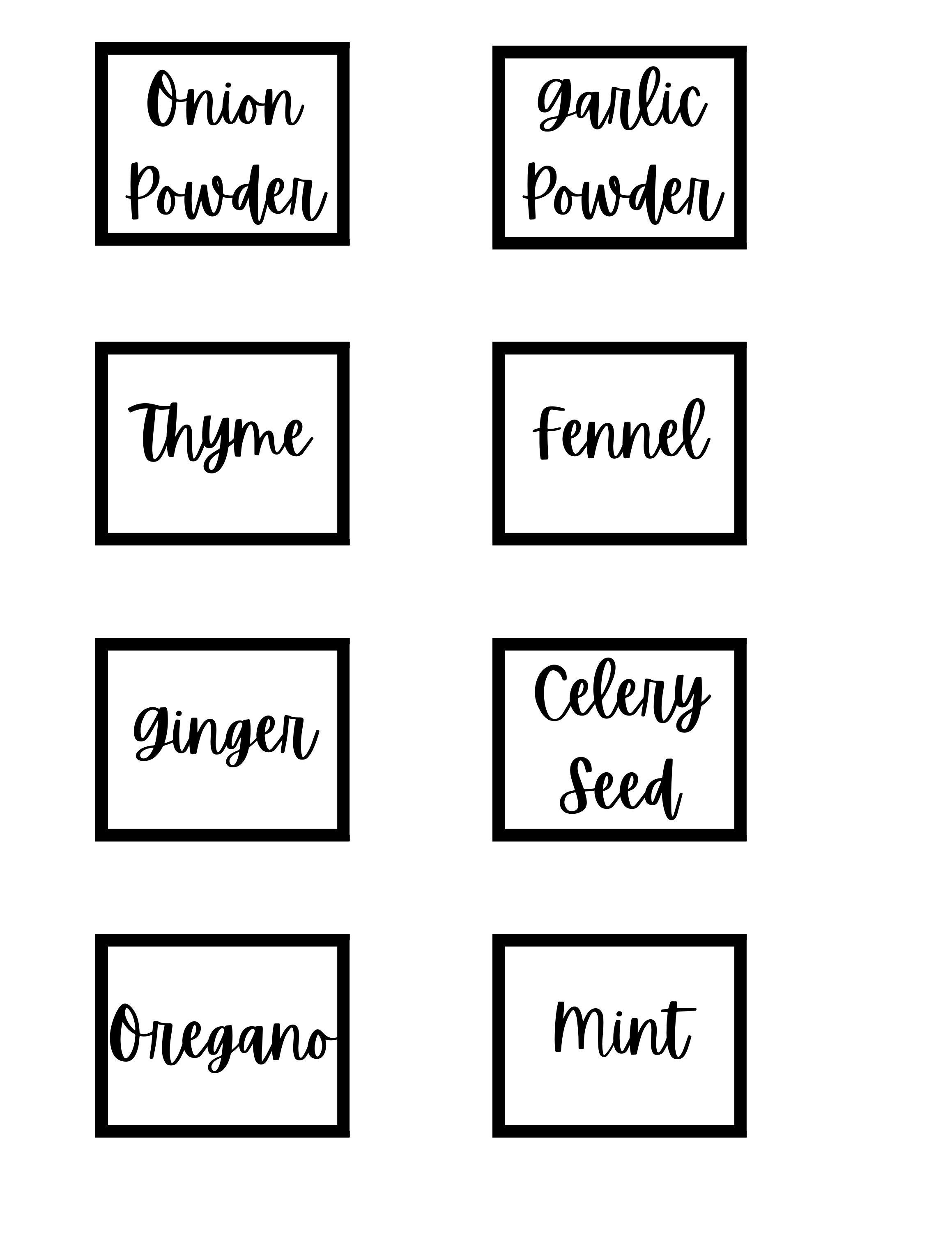 40 Spice and Seasoning Labels - Print at Home - Simplistic and Clean Kitchen Organization ...