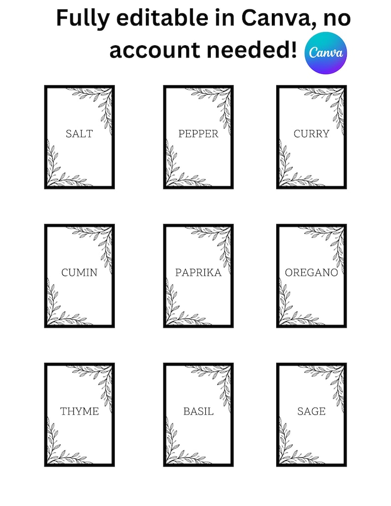 Fully Editable and Printable Spice Label Template Simple and Minimalist ...