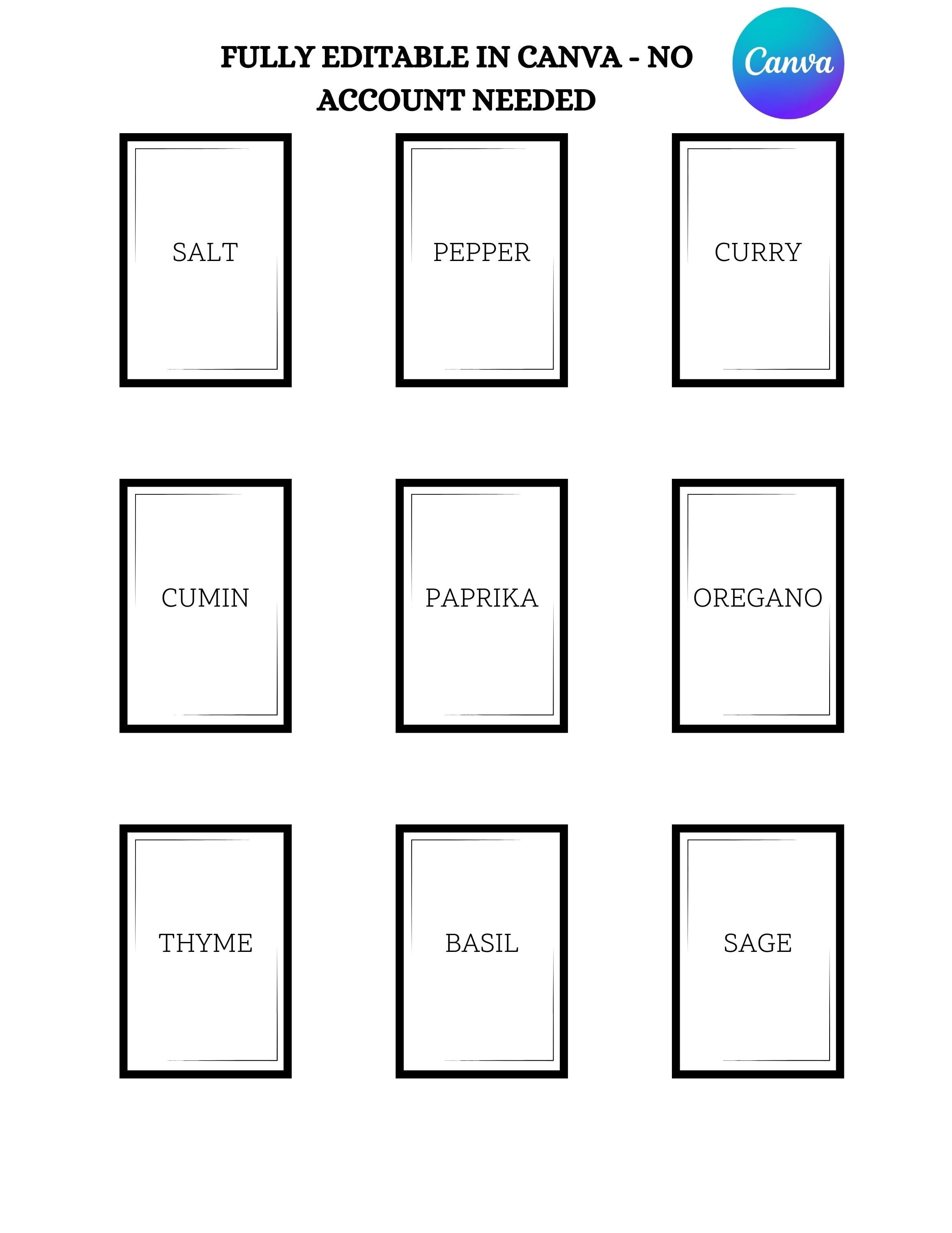 Fully Editable and Printable Spice Label Template - Simple and ...