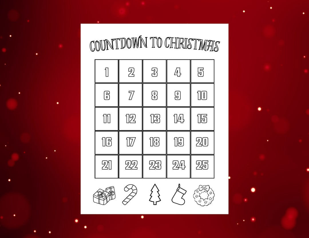 Printable Christmas Countdown Coloring Page Instant Download - Etsy