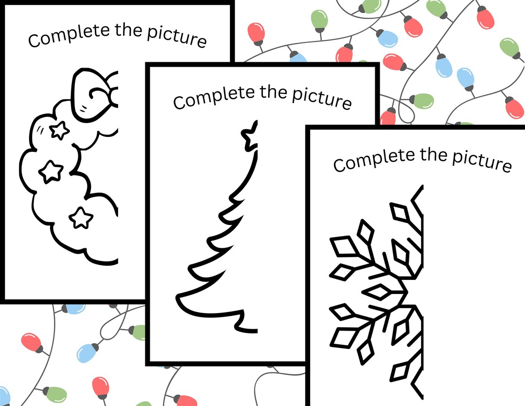 Printable Christmas Activity Worksheets for Kids - Finish the Picture ...