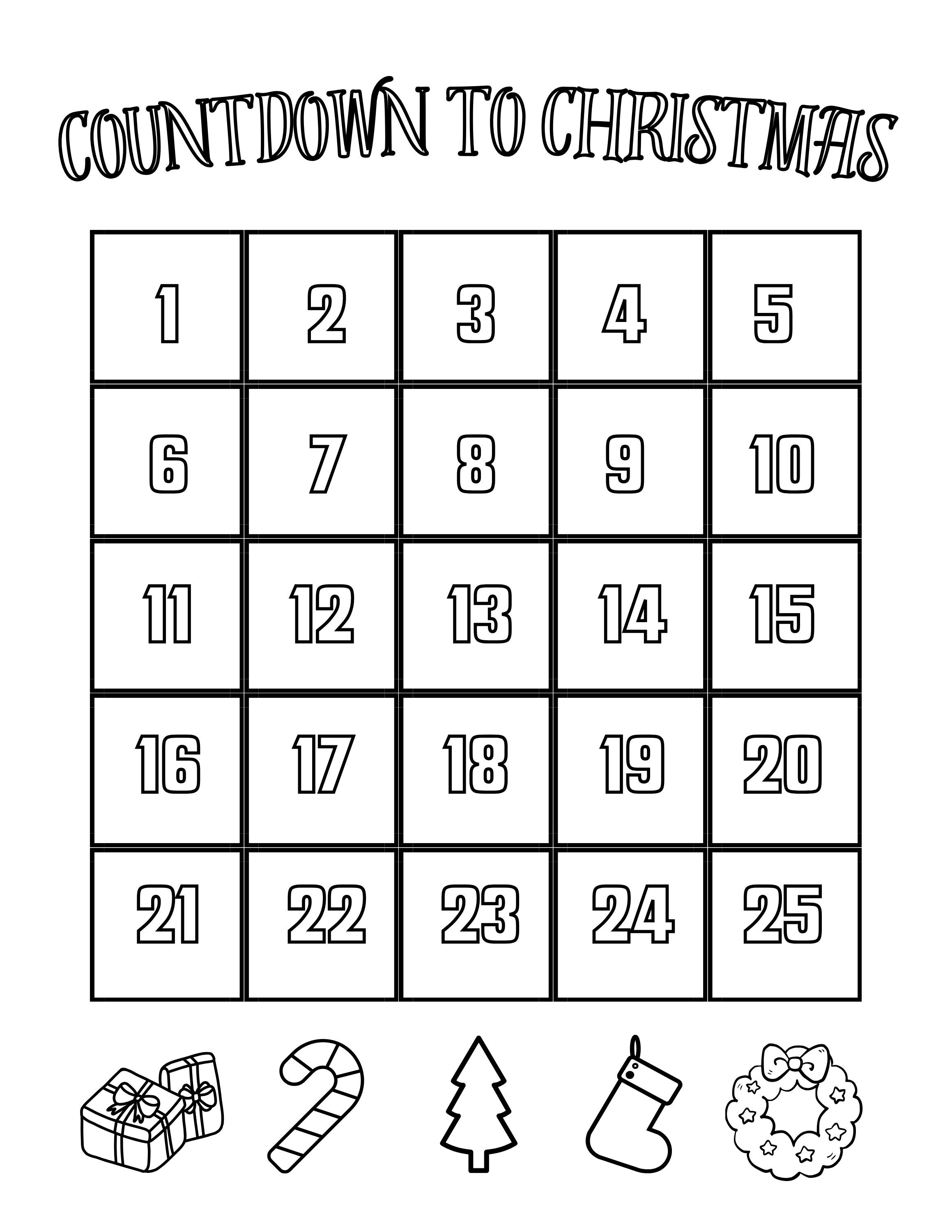 Printable Christmas Countdown Coloring Page Instant Download - Etsy