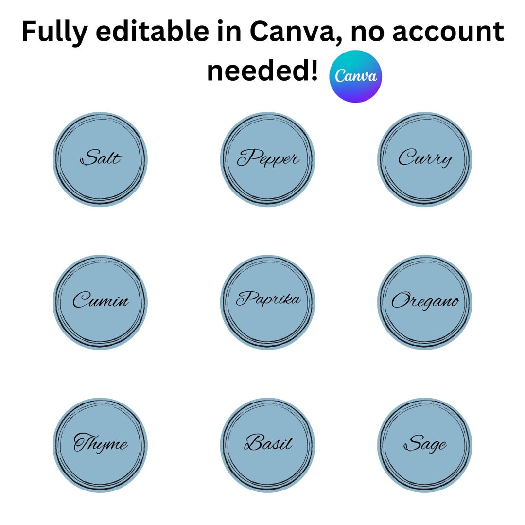 Fully Editable and Printable Spice, Seasoning and Pantry Label Template ...