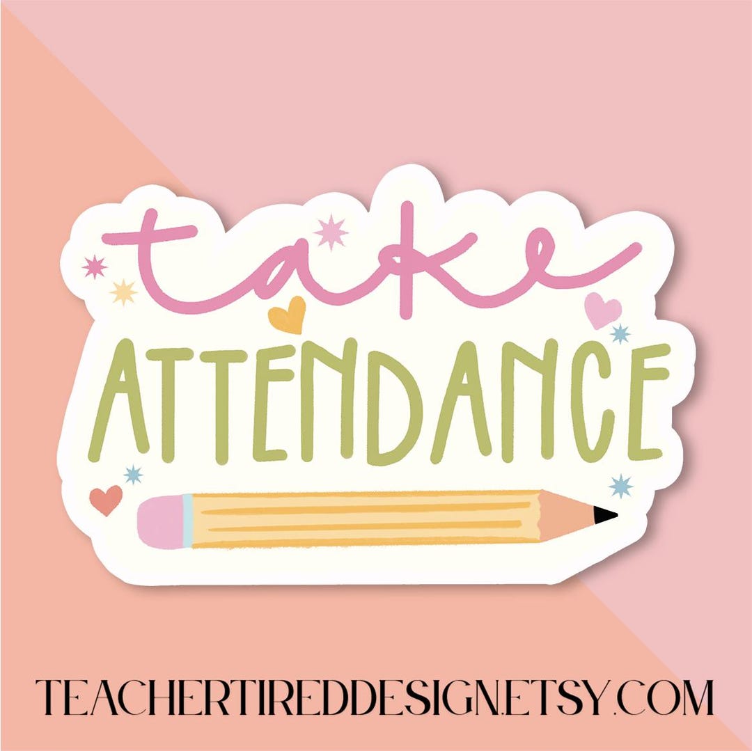 Handmade Teacher Attendance Sticker: Heart & Pencil Doodles - Etsy