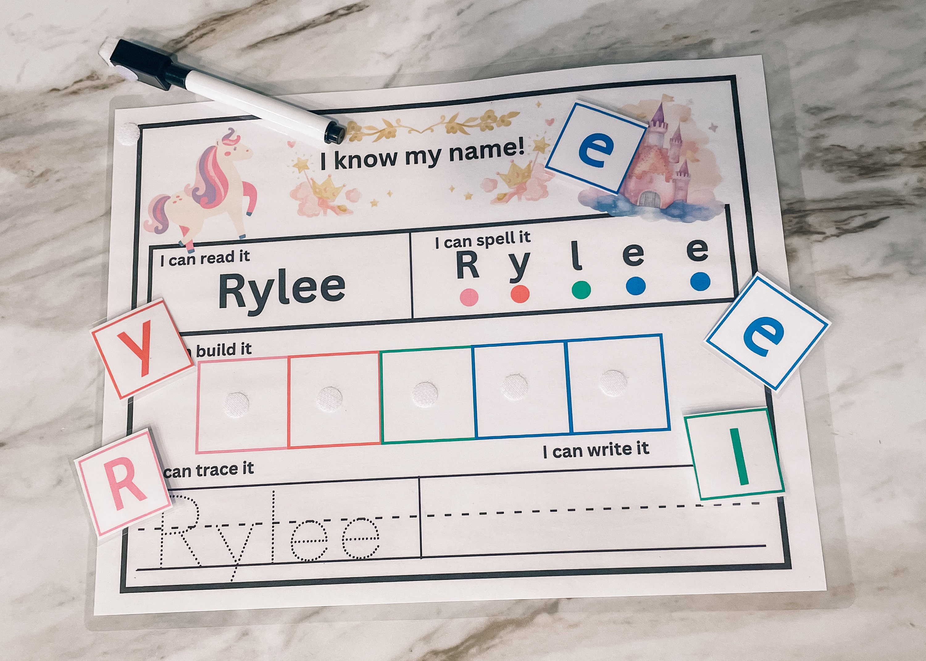 Personalized Name Dry Erase Mat for Preschool and Kindergarten ...