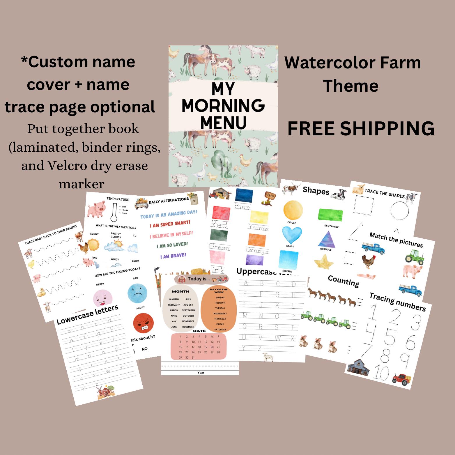 Morning Menu Physical Book Personalized, Busy Book for Preschool ...