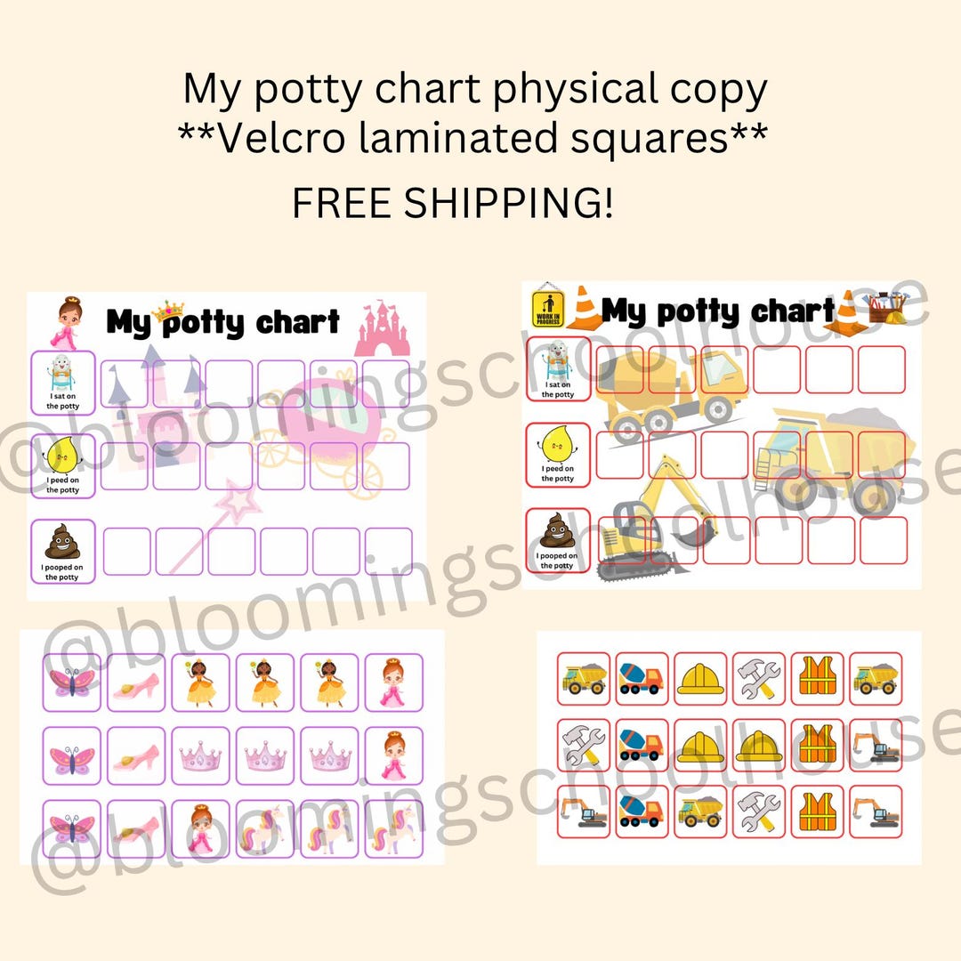 Potty Training Kids Chart, Potty Chart, Potty Success Chart, Reward ...