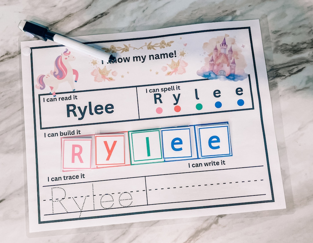 Personalized Name Dry Erase Mat for Preschool and Kindergarten ...