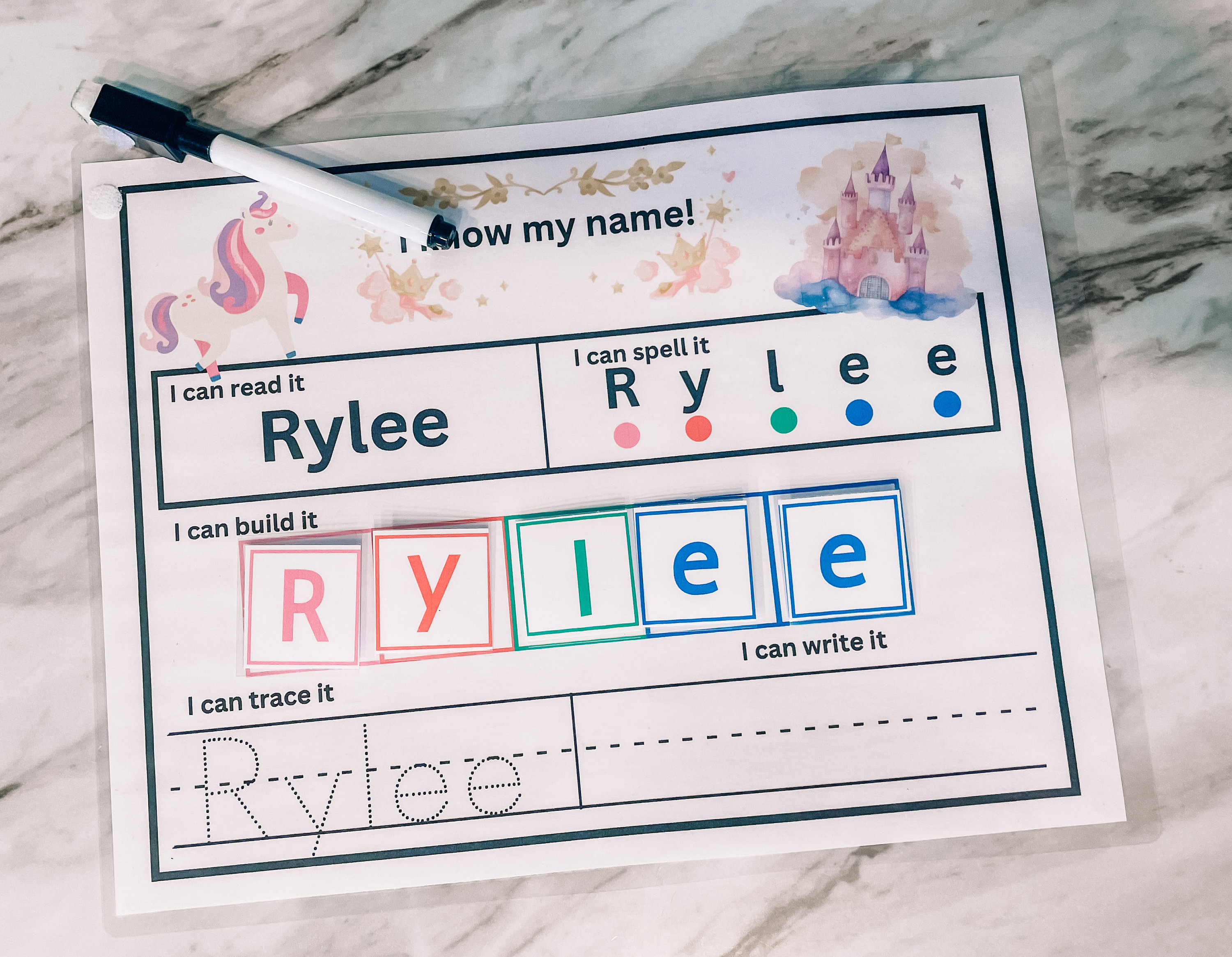 Personalized Name Dry Erase Mat for Preschool and Kindergarten ...