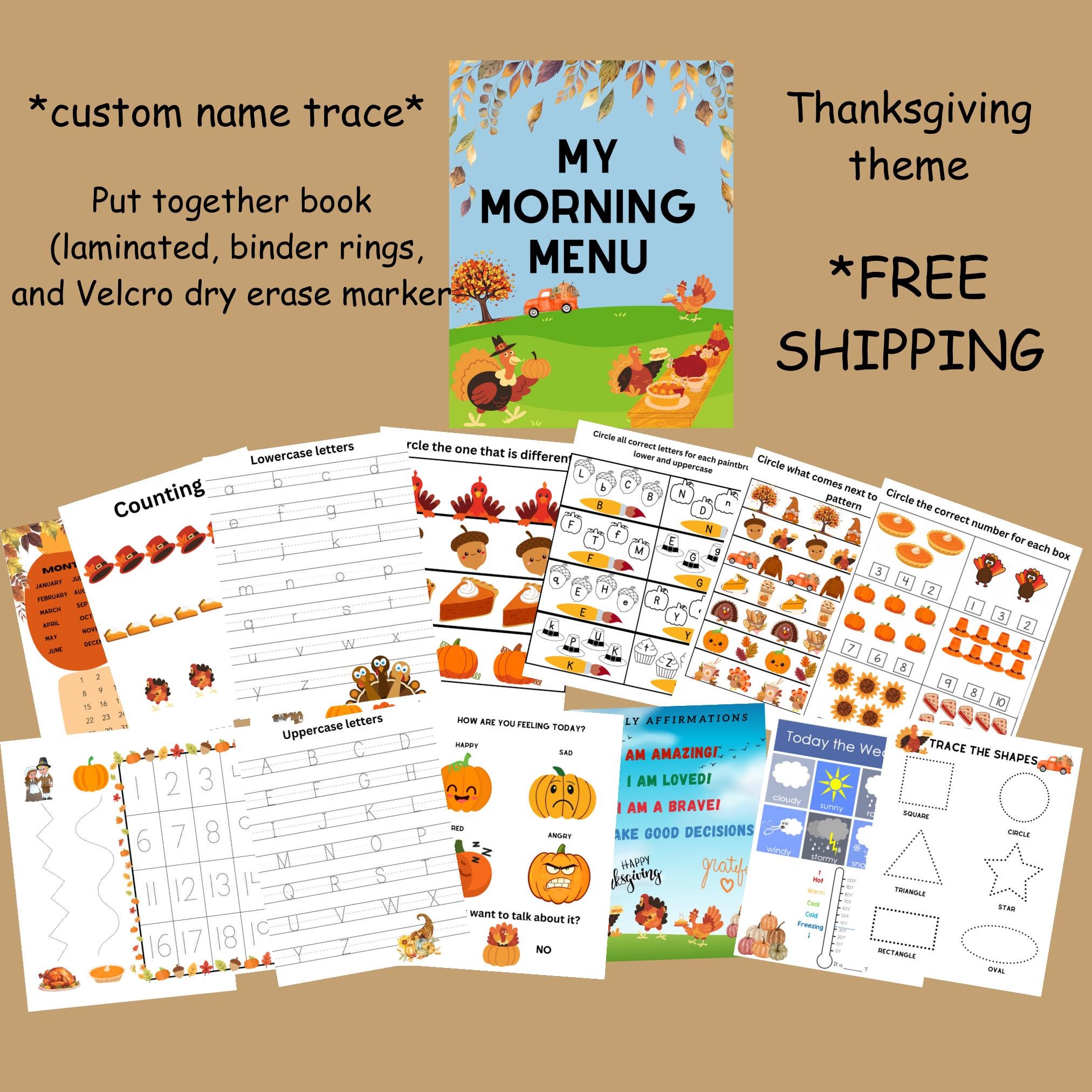 Morning Menu Physical Book Personalized, Busy Book for Preschool ...