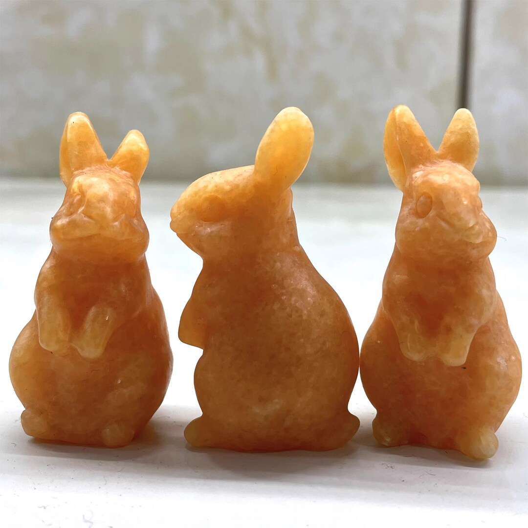 Sun Stone Hand Carved Rabbit Animal Crystal Carving Mini - Etsy