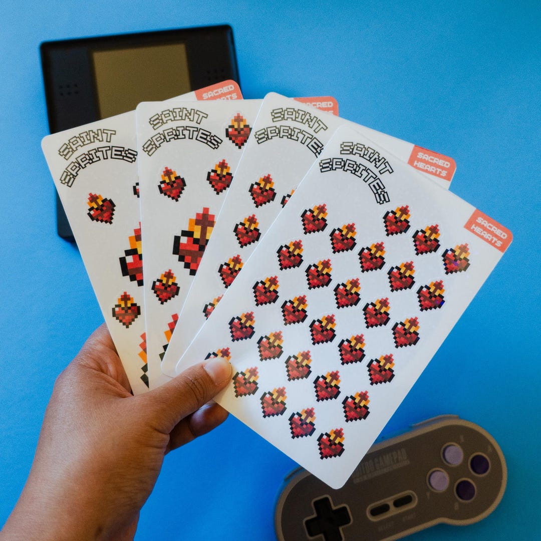Sacred Heart Video Game Sprite Sticker Sheets - Etsy