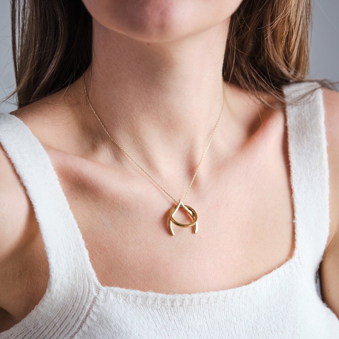 Ring Holder Necklace, Silver Engagement Ring Keeper, Wishbone Necklace ...