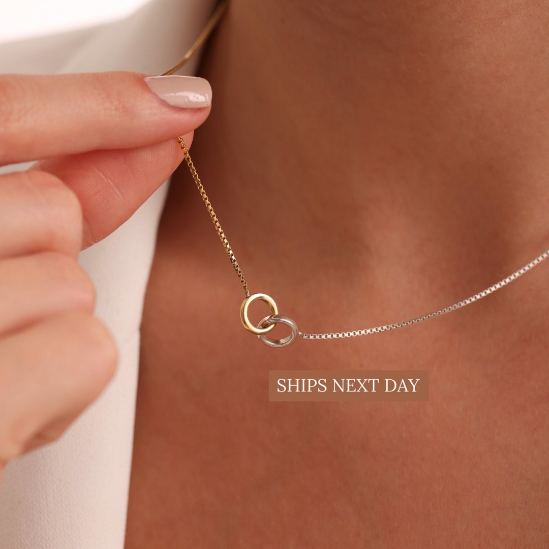 Eternity Circle Necklace, Two Tone Necklace, Infinity Necklace ...