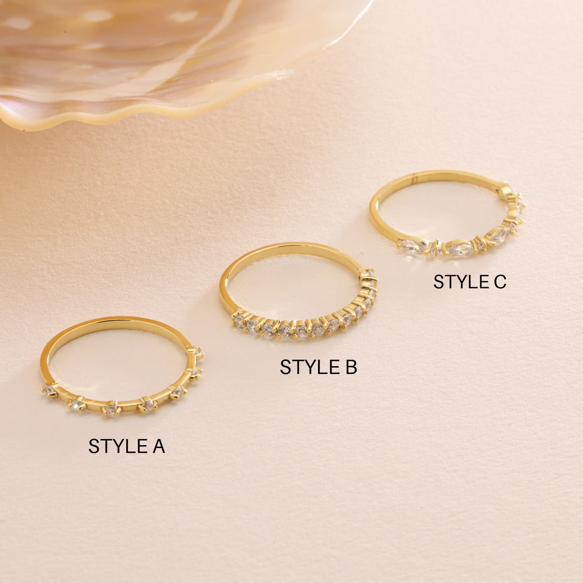 Stackable Ring Set of 3, Diamond Stacking Ring Set, Crystal Jewelry ...