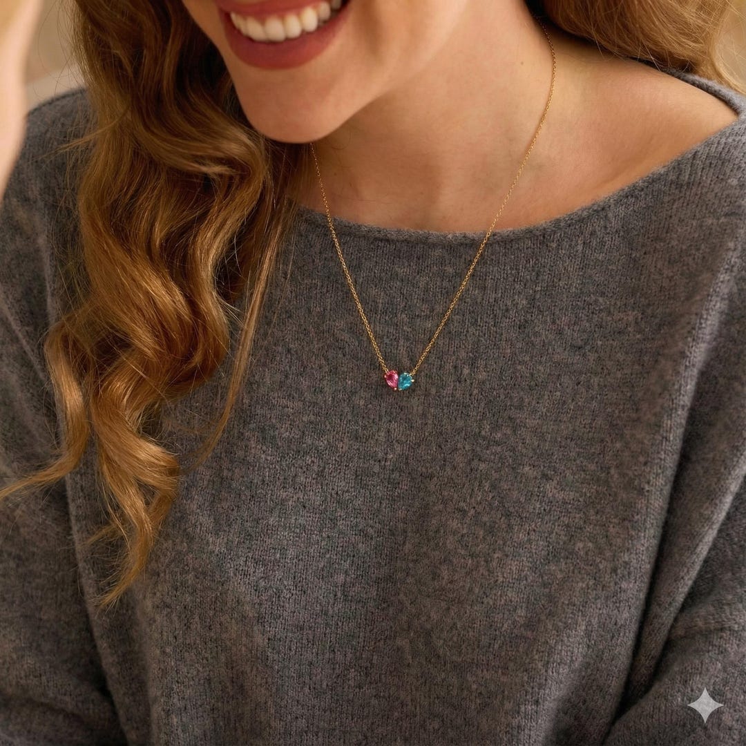 Toi Et Moi Teardrop Heart Necklace, Custom Birthstone Necklace ...