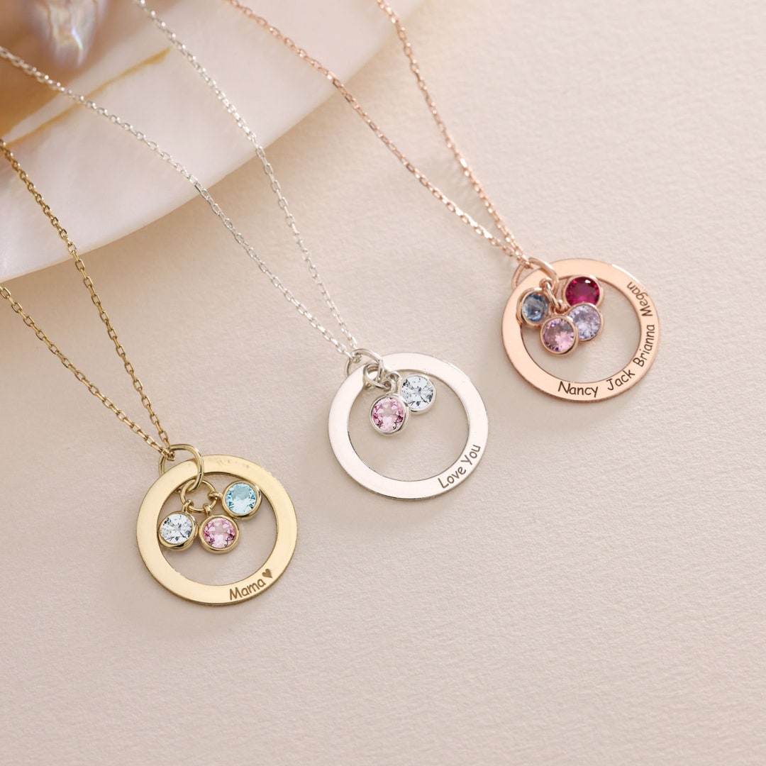 Personalized Family Necklace, Birthstone Gift, Family Birthstone ...
