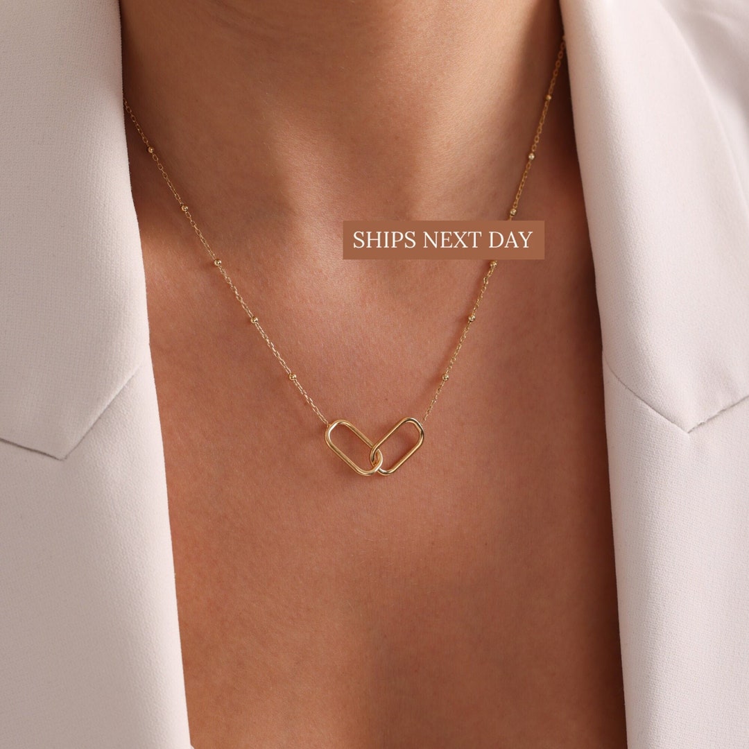 Linked Pendant Necklace, Infinity Necklace, Heart Necklace, Family ...