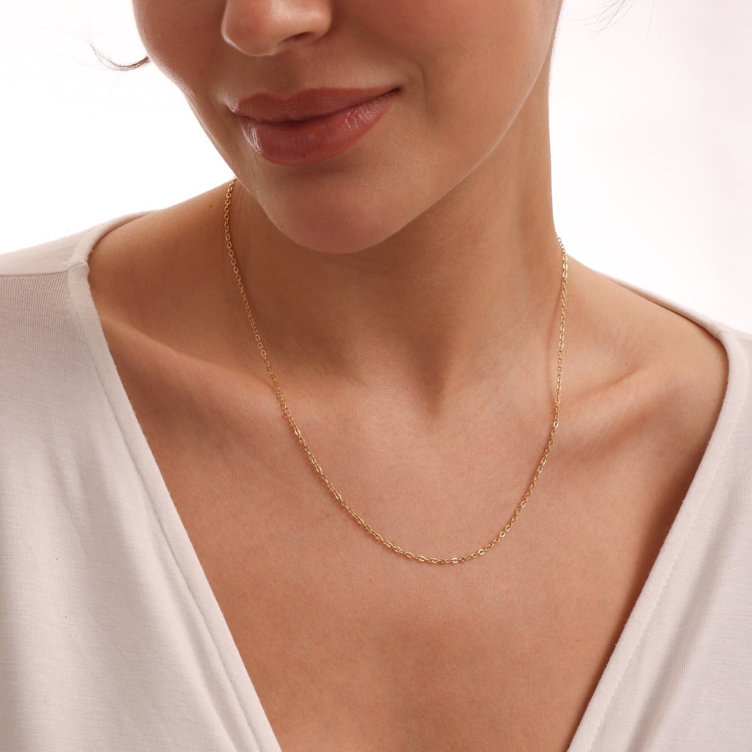 Ultra Dainty Simple Chain Necklace, Thin Gold Necklace Silver or Rose ...