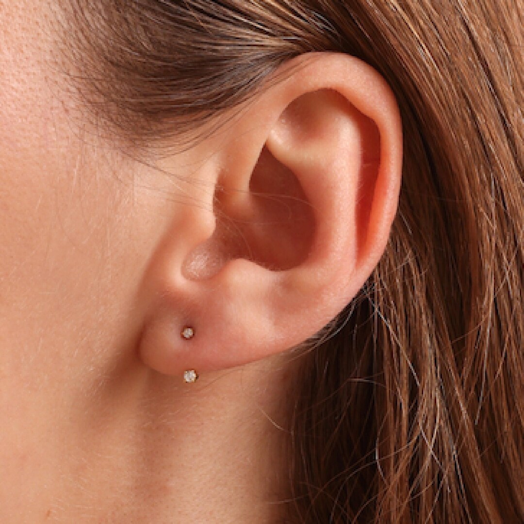 Front Back Earrings, Ear Jacket Earrings, Dainty Studs Earrings, 18k ...