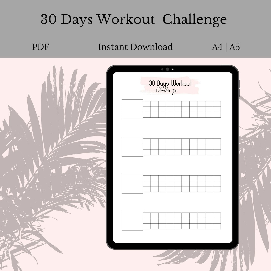 30 Days Workout Challenge Printable Pdf Template 3 Different - Etsy
