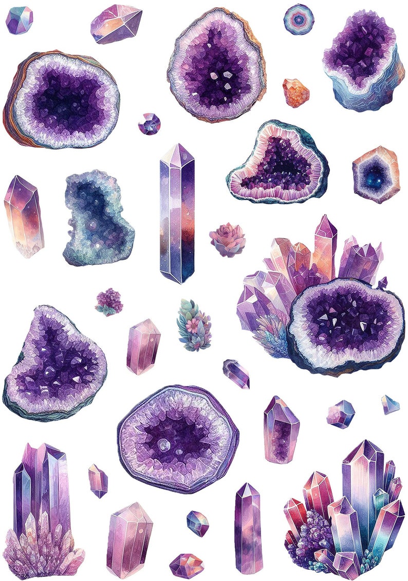 Amethyst Crystals 30+ Sticker Pack - Etsy