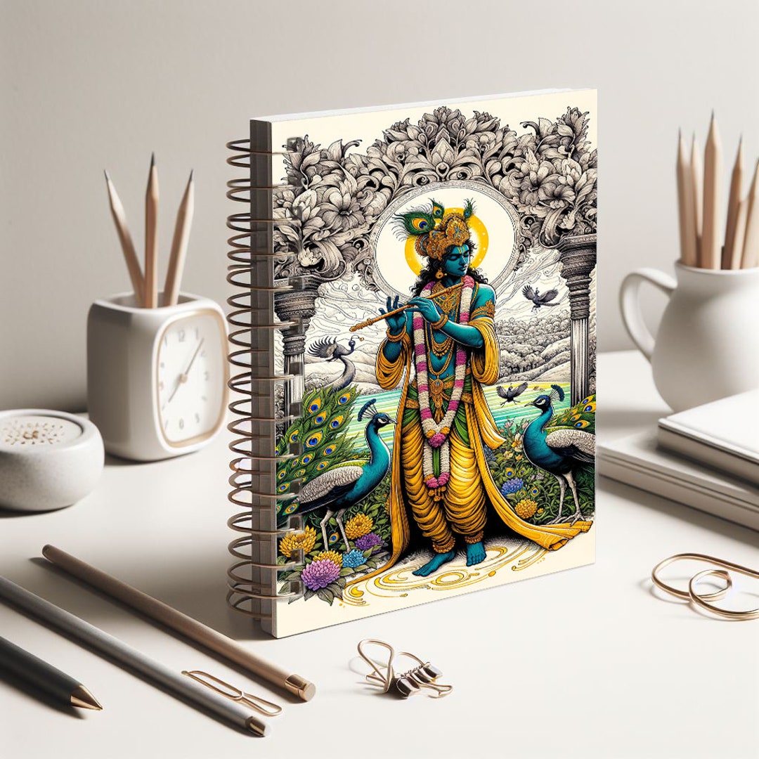 Hindu God Krishna-inspired Journal (118 Ruled Line Pages, 59 Sheets ...