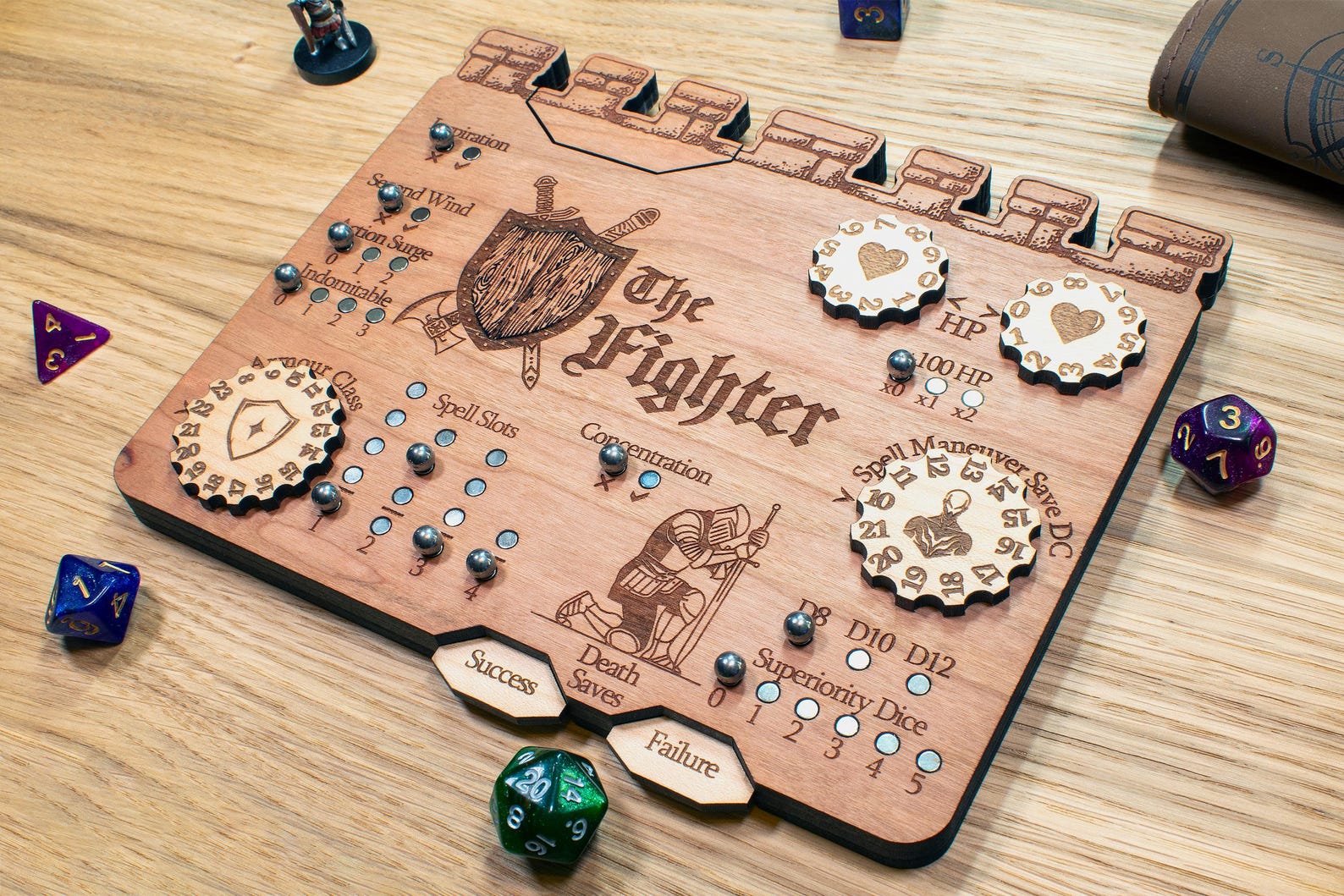 Fighter Character Tracker: DND Wooden 5e Spell Slots Stat Sheet - Etsy