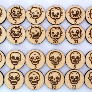 Cute Skeleton and Zombie Tokens - Wooden RPG DND 5e Gaming and Board ...