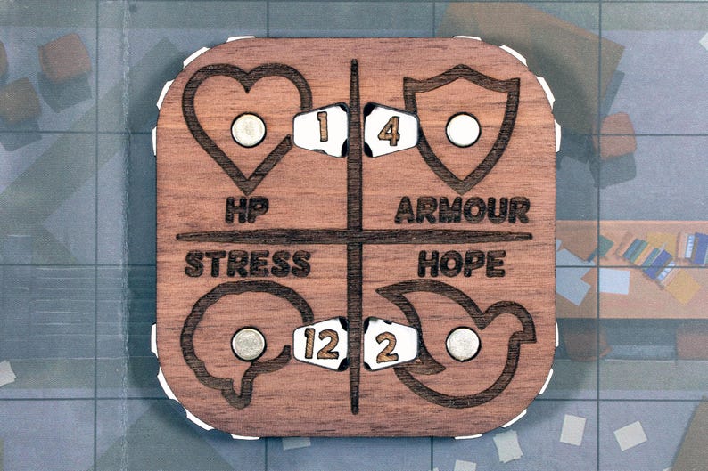 Daggerheart Compatible Character Stat Tracker - Real Wood Hope, Stress ...