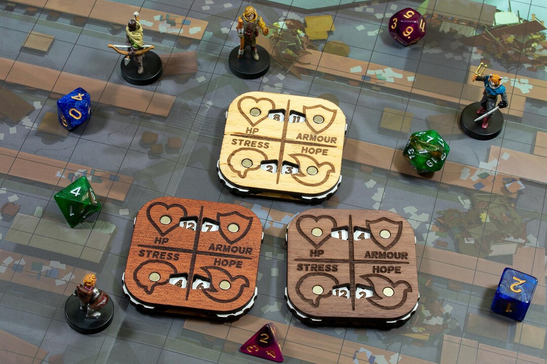 Daggerheart Compatible Character Stat Tracker - Real Wood Hope, Stress ...