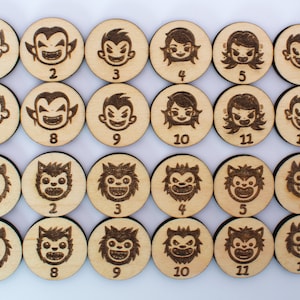 Cute Vampire and Werewolf Tokens - Wooden RPG DND 5e Gaming and Board ...
