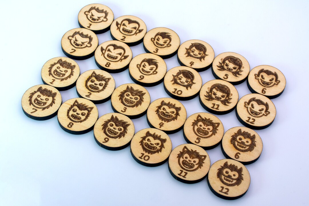 Cute Vampire and Werewolf Tokens Wooden RPG DND 5e Gaming and Board ...