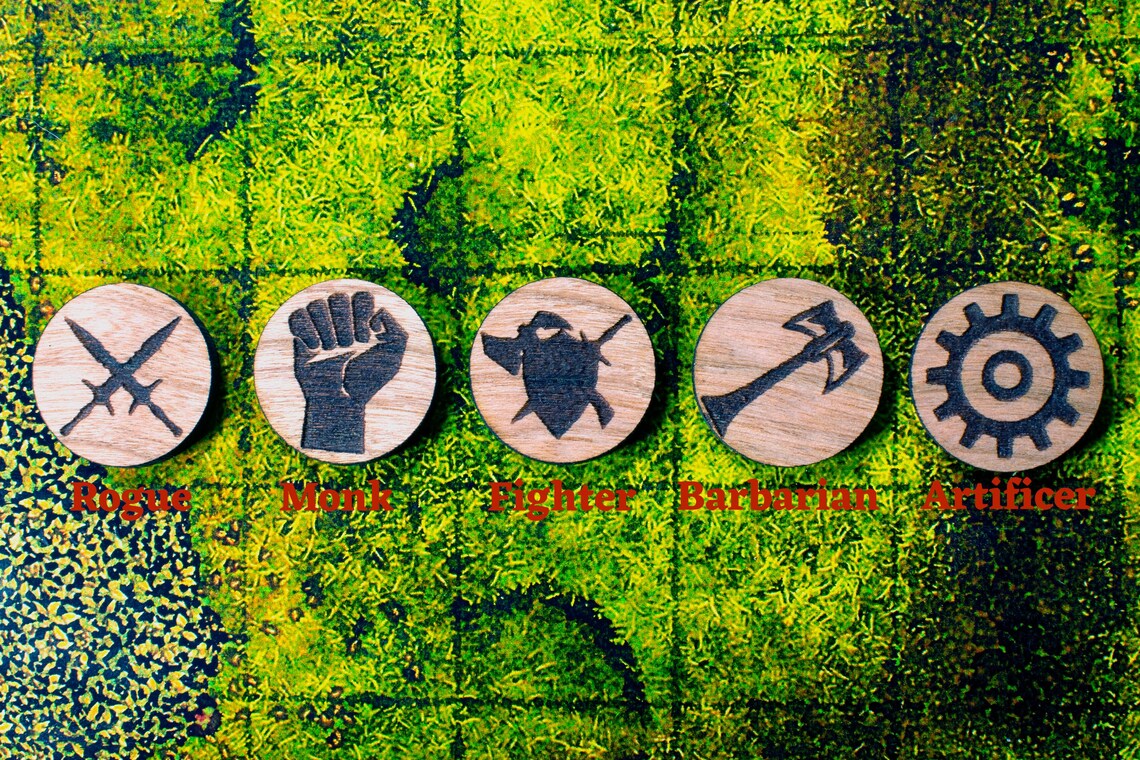 Class Icon Tokens - Wooden RPG DND 5e Gaming and Board Game Tokens - Etsy