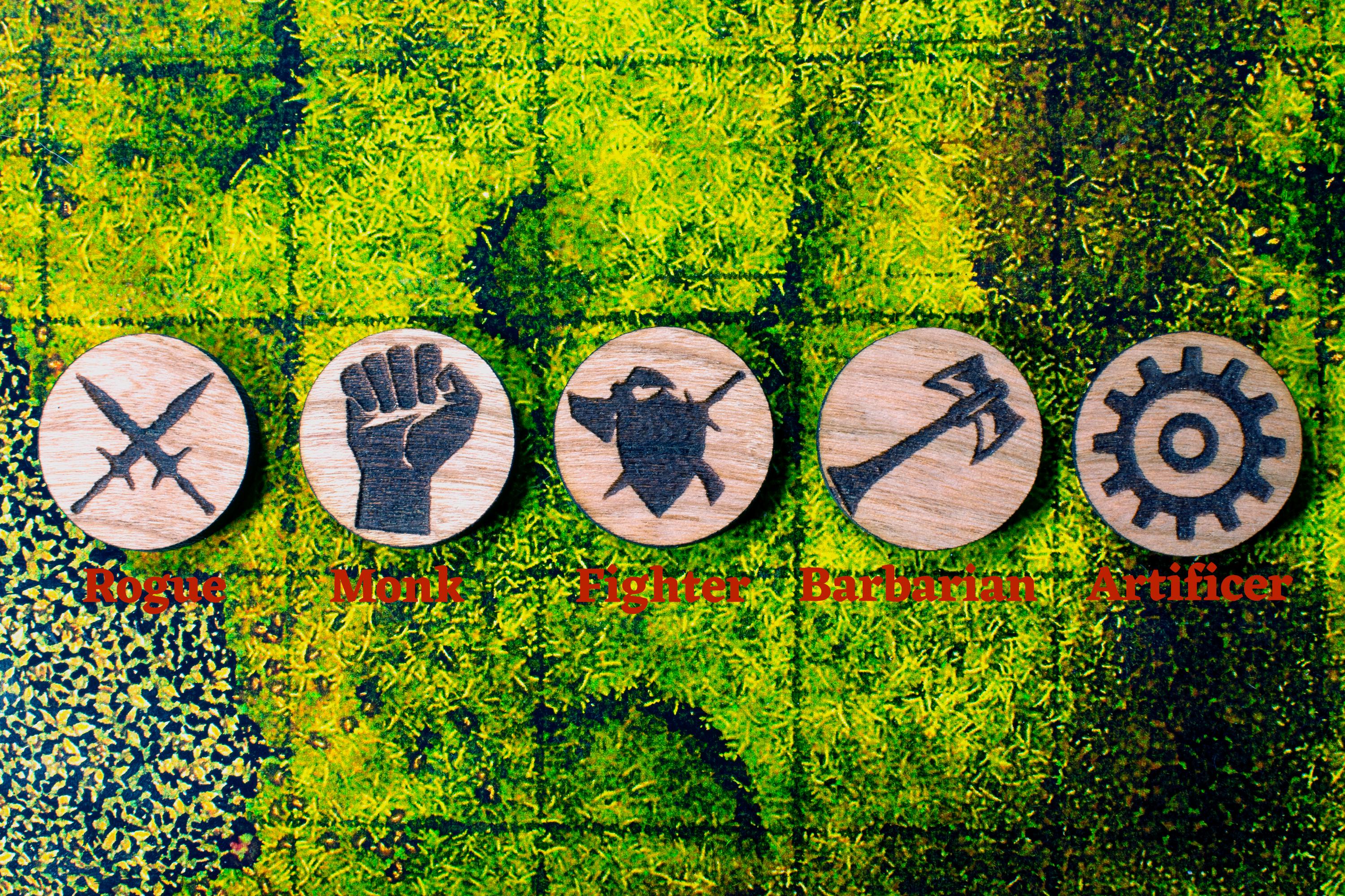 Class Icon Tokens - Wooden RPG DND 5e Gaming and Board Game Tokens - Etsy