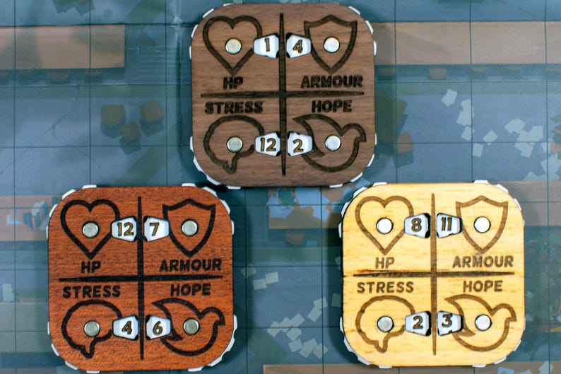 Daggerheart Compatible Character Stat Tracker - Real Wood Hope, Stress ...