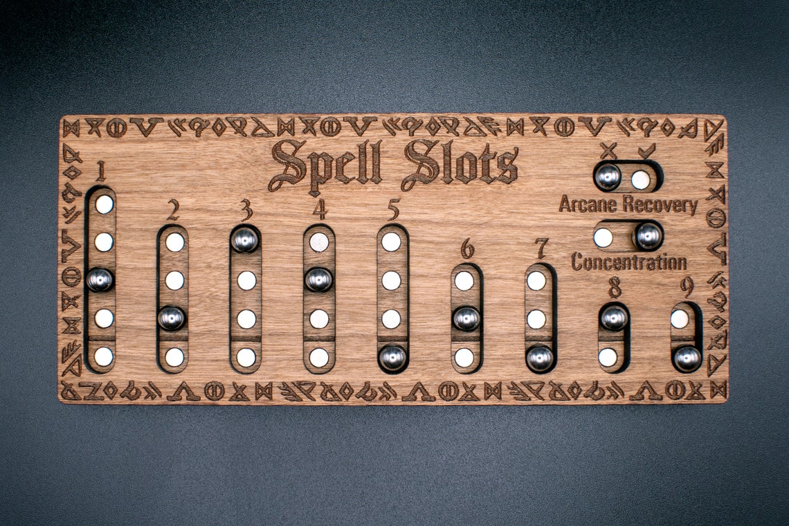 Personalized Wizard Wooden Spell Slot Tracker - DND 5e Counter - Etsy